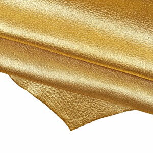 GOLD Metallic Sheepskin, Pebble Grain Golden Lambskin Bright Soft Skin ...