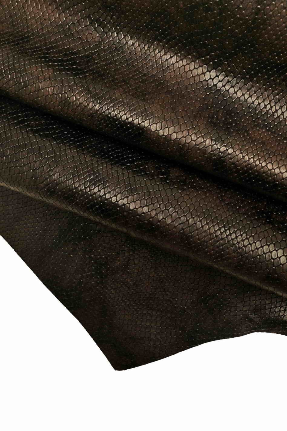 Black/brown embossed snakeskin leather cowhide - soft snake printed ...