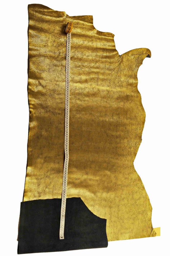 Craft Supplies & Tools Gold leather hide CALFSKIN METALLIC python ...