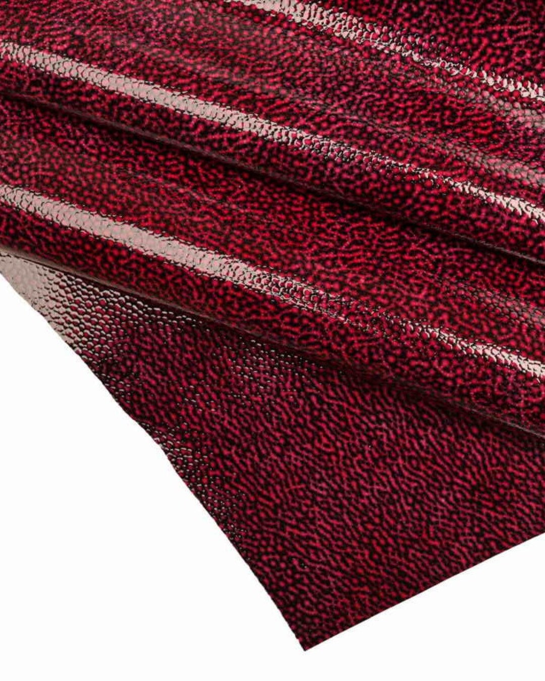 RAY Textured Leather Hide, Pink Black Printed PATENT Calfskin, Glossy ...