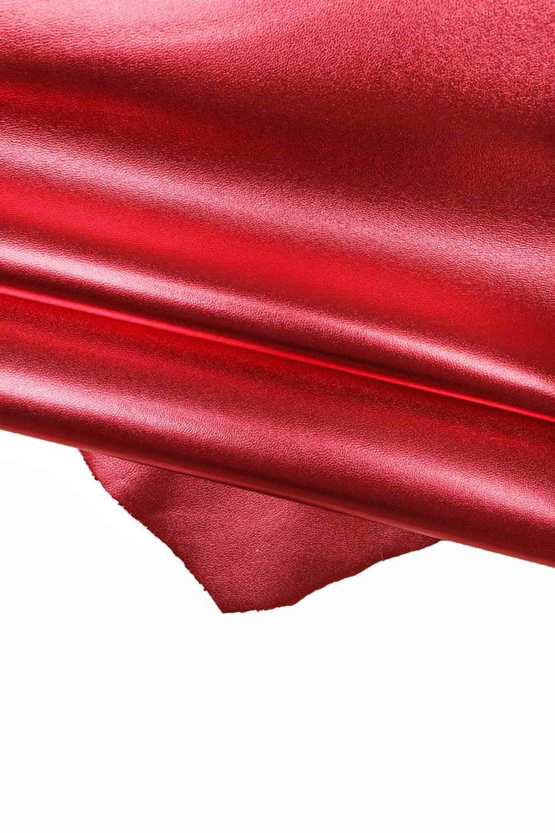 Metallic Red Goat Leather Skin, Smooth Shiny Laminated Leather 0.8 0.9 ...