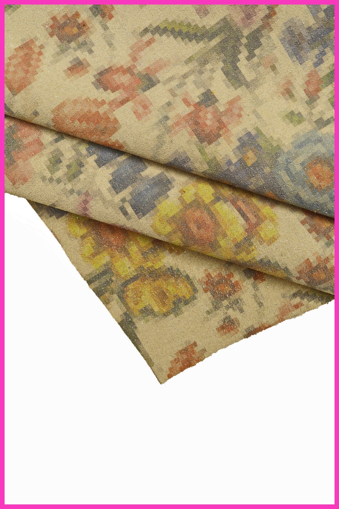 Multi Color FLORAL PRINTED Leather Hide, Suede Calfskin With Colorful ...