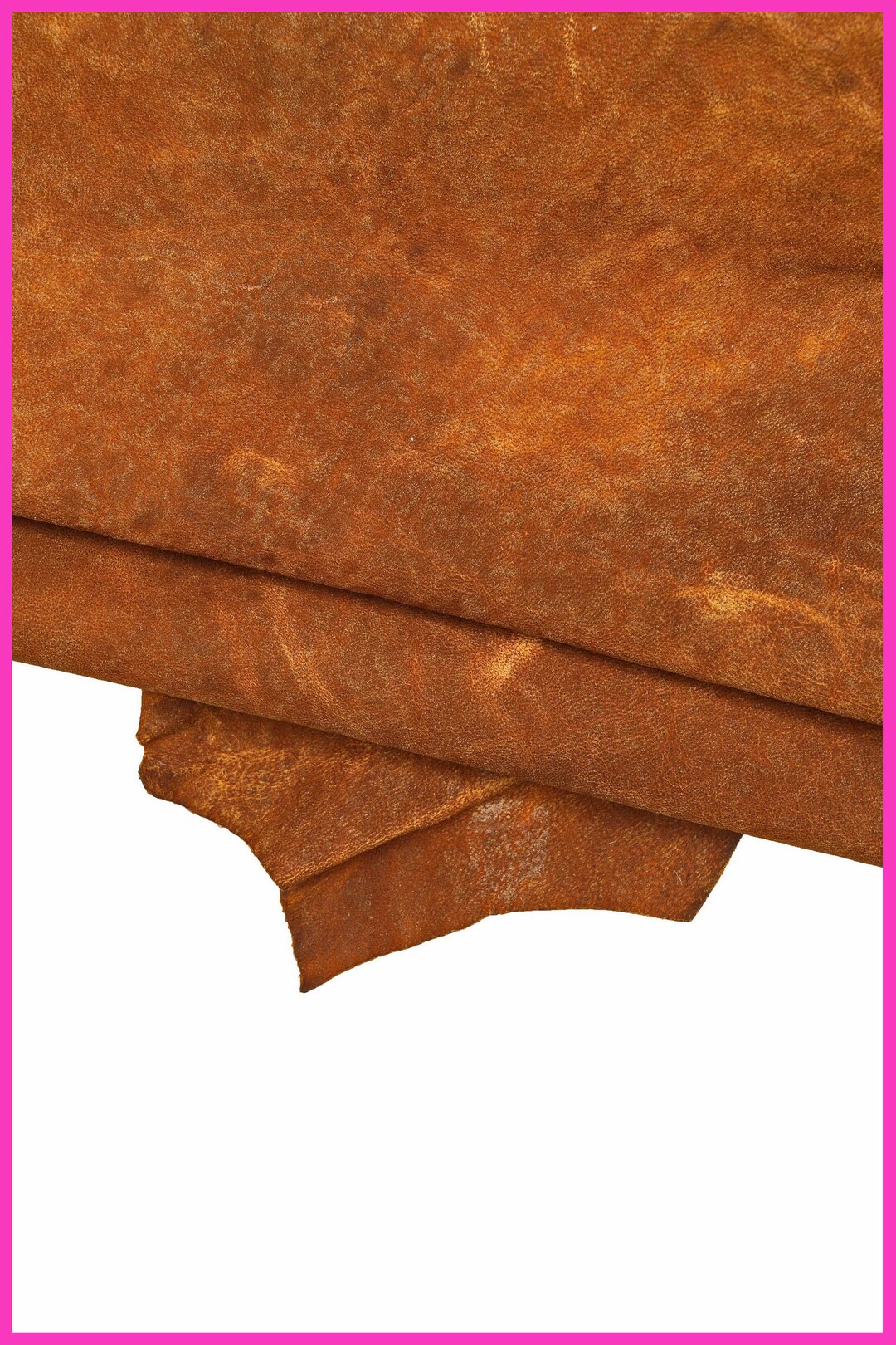 Rust Brown VINTAGE Leather Skin, Vegetable Oil Tan Matt Goatskin, Pull ...