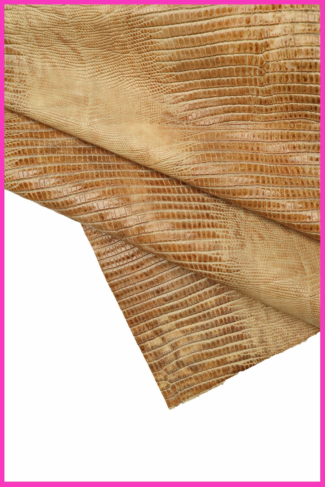 LIZARD PRINTED Leather Hide, Beige Tejus Embossed Calfskin, Loght Brown ...