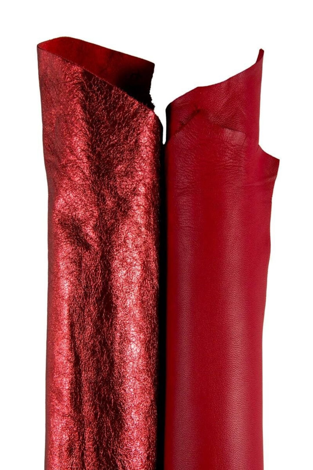 RED Matching Leather Skins, Set of 2 Top Quality Lambskins, Metallic ...