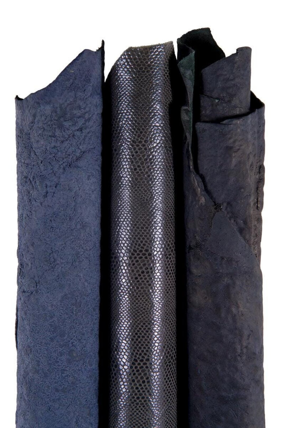 Assortment of BLUE Leather Skins, Sporty Printed Metallic Matching ...