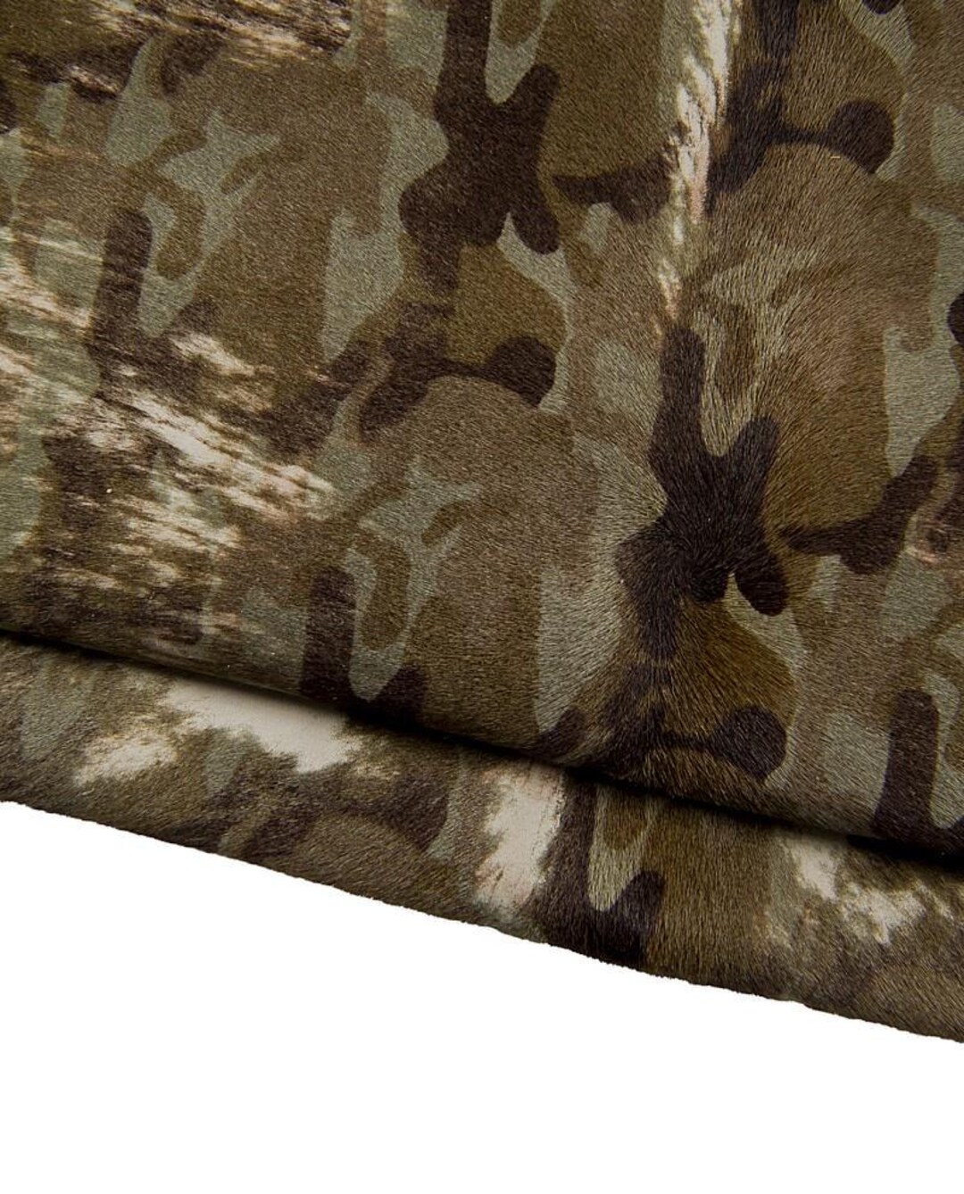CAMOUFLAGE Textured Hair on Leather Hide, Vintage Distressed Pony ...