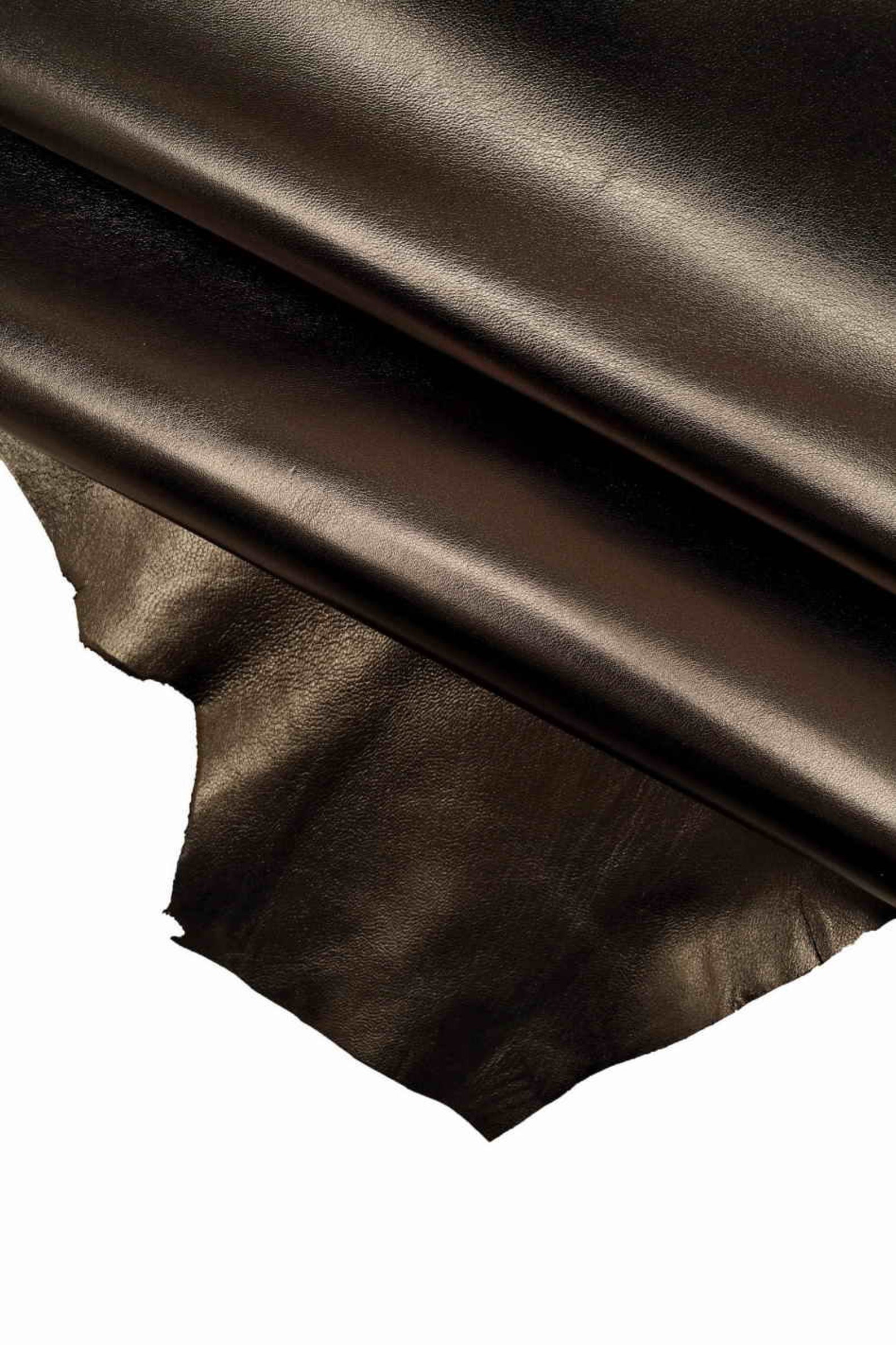 GUNMETAL Leather Skin, Smooth SPARKLE Goatskin, Soft Grey Metallic Hide ...