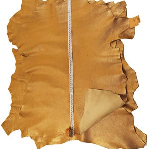 Dark GOLD Metallic Goatskin, Natural Grain Leather Skin, Sparkle Grainy ...