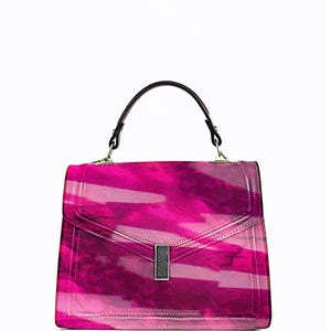 Fuchsia LACQUERED Leather Hide, Pinted PATENT Calfskin, Hot Pink Glossy ...
