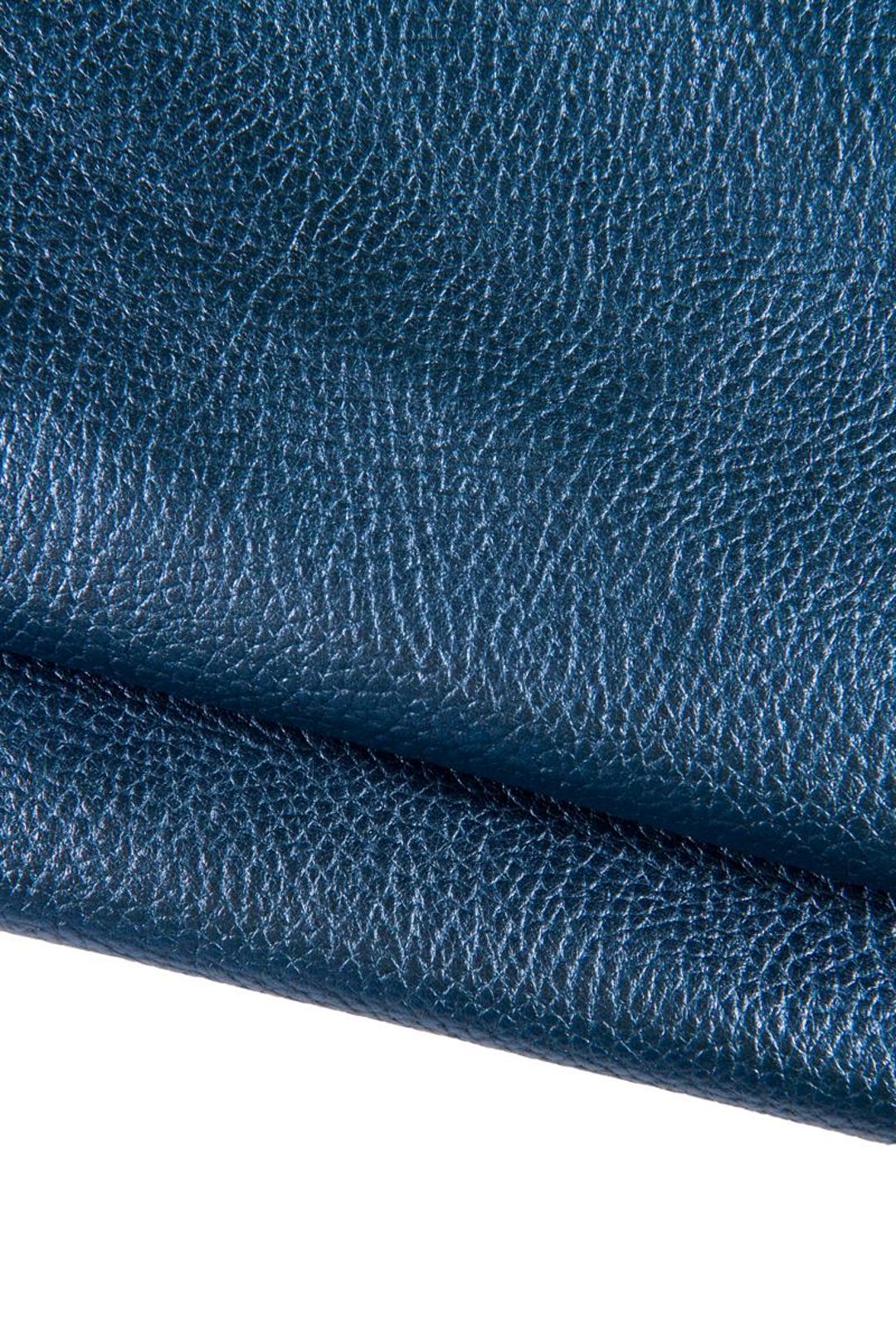 Blue METALLIC Leather Skin, PEBBLE Grain Printed Leather Hide, Blue ...