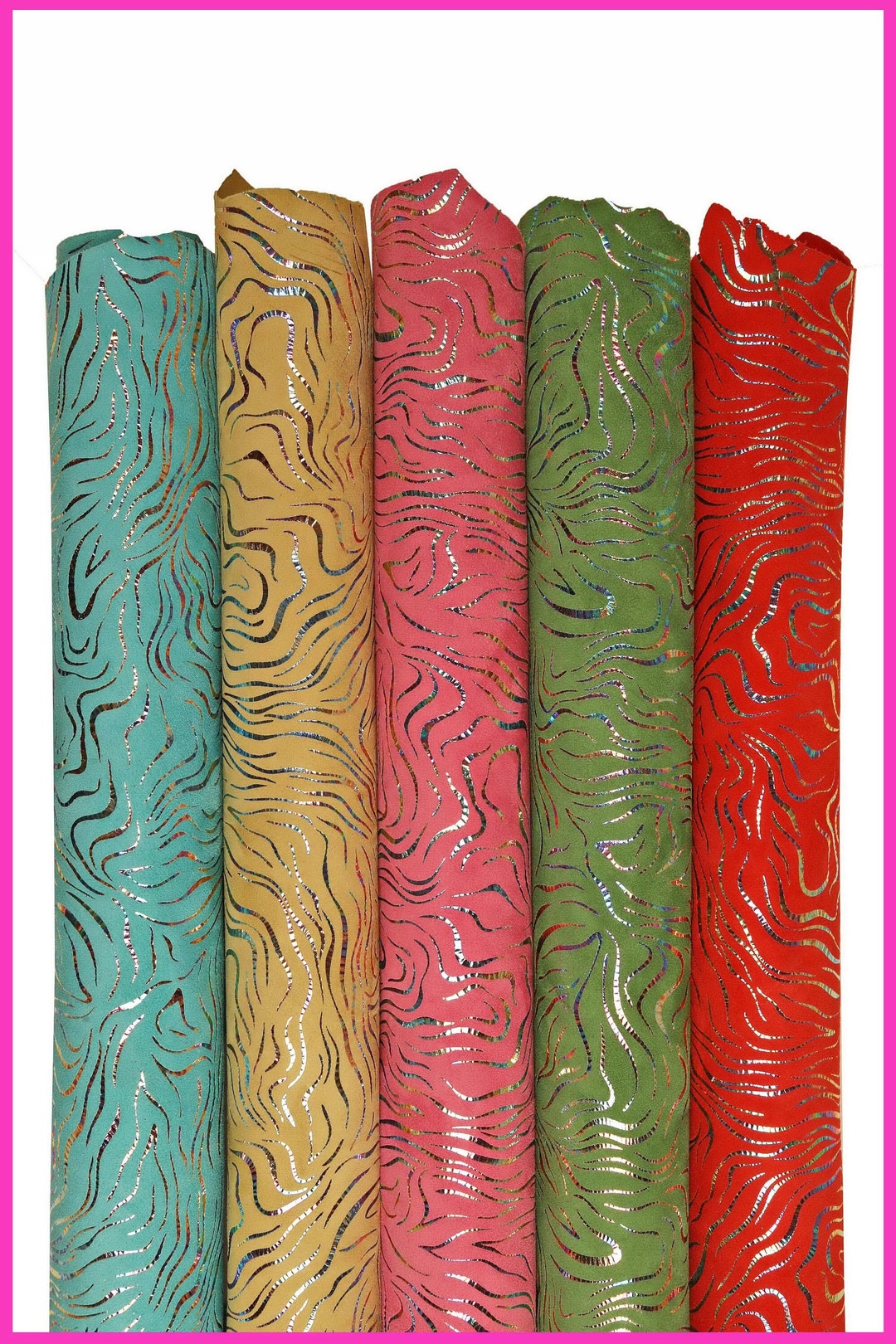 Holographic Textured Leather Skin, Gasoline ZEBRA - Like Printon Suede ...