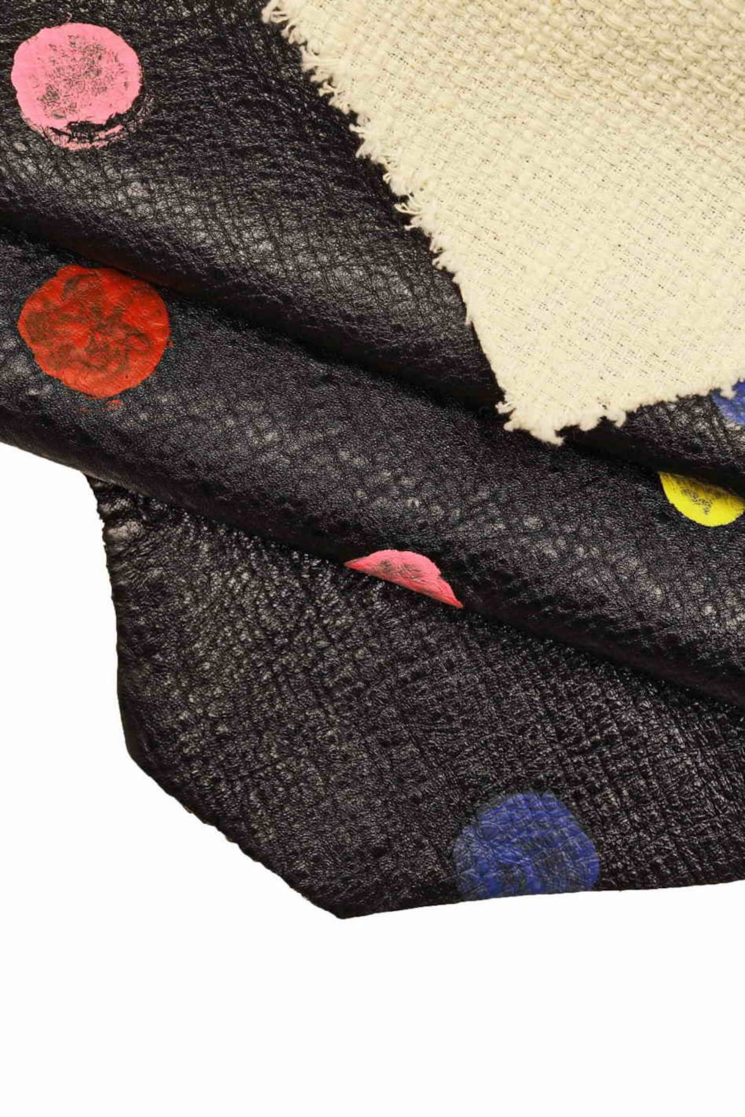 COLORFUL POLKA Dots Leather Hides Multicolored Textured Pois Skins Hand ...