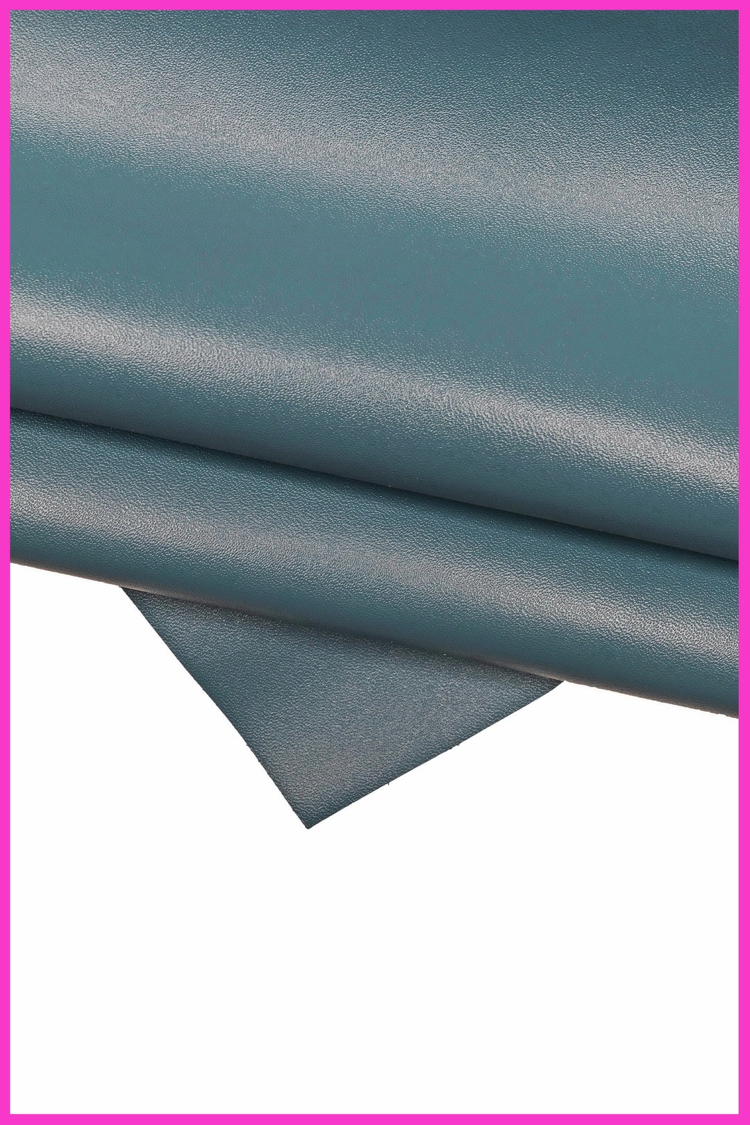Blue GLOSSY Leather Hide, Solid Color Tiny Pebble Grain Calfskin, Air ...
