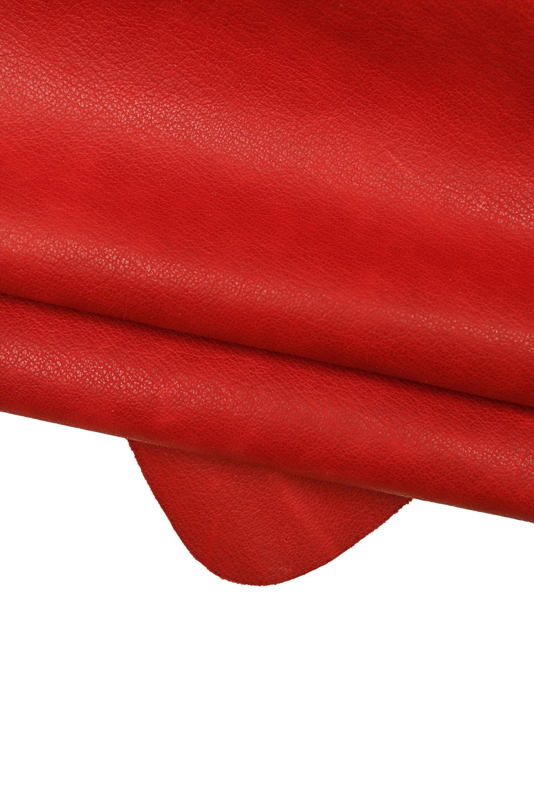 Red SPORTY Leather Hide, Semi Glossy Calfskin With Shades, Vintage ...