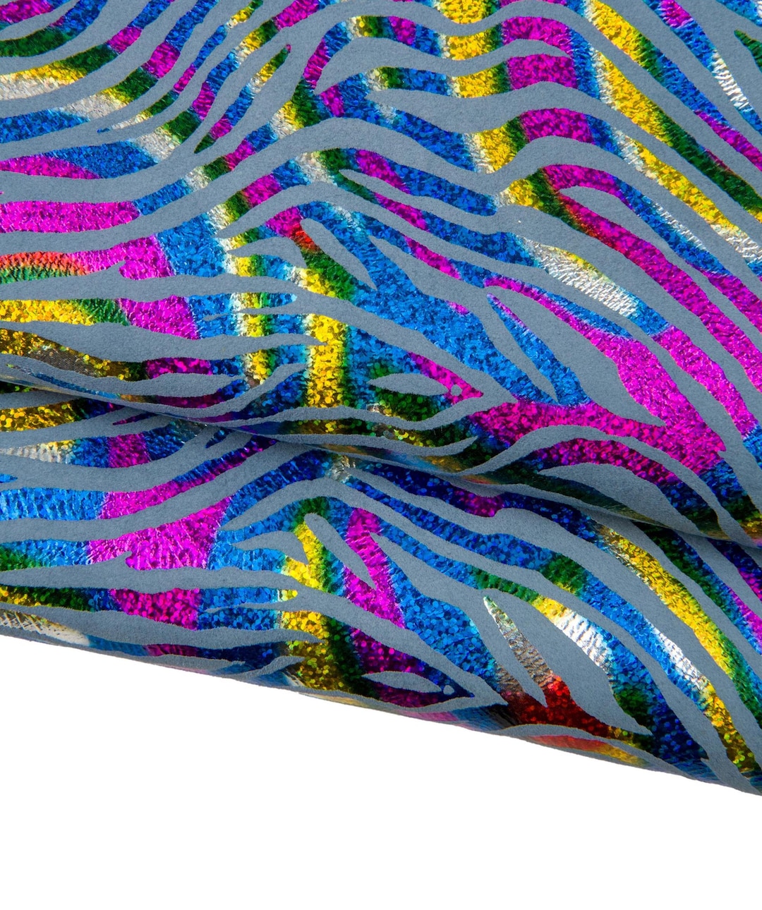 IRIDESCENT Multicolor ZEBRA Printed Leather Skin, Colorful Metallic ...
