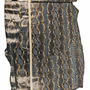 Blue Black PYTHON TEXTURED Leather Hide, Snake Printed Glossy Calfskin ...