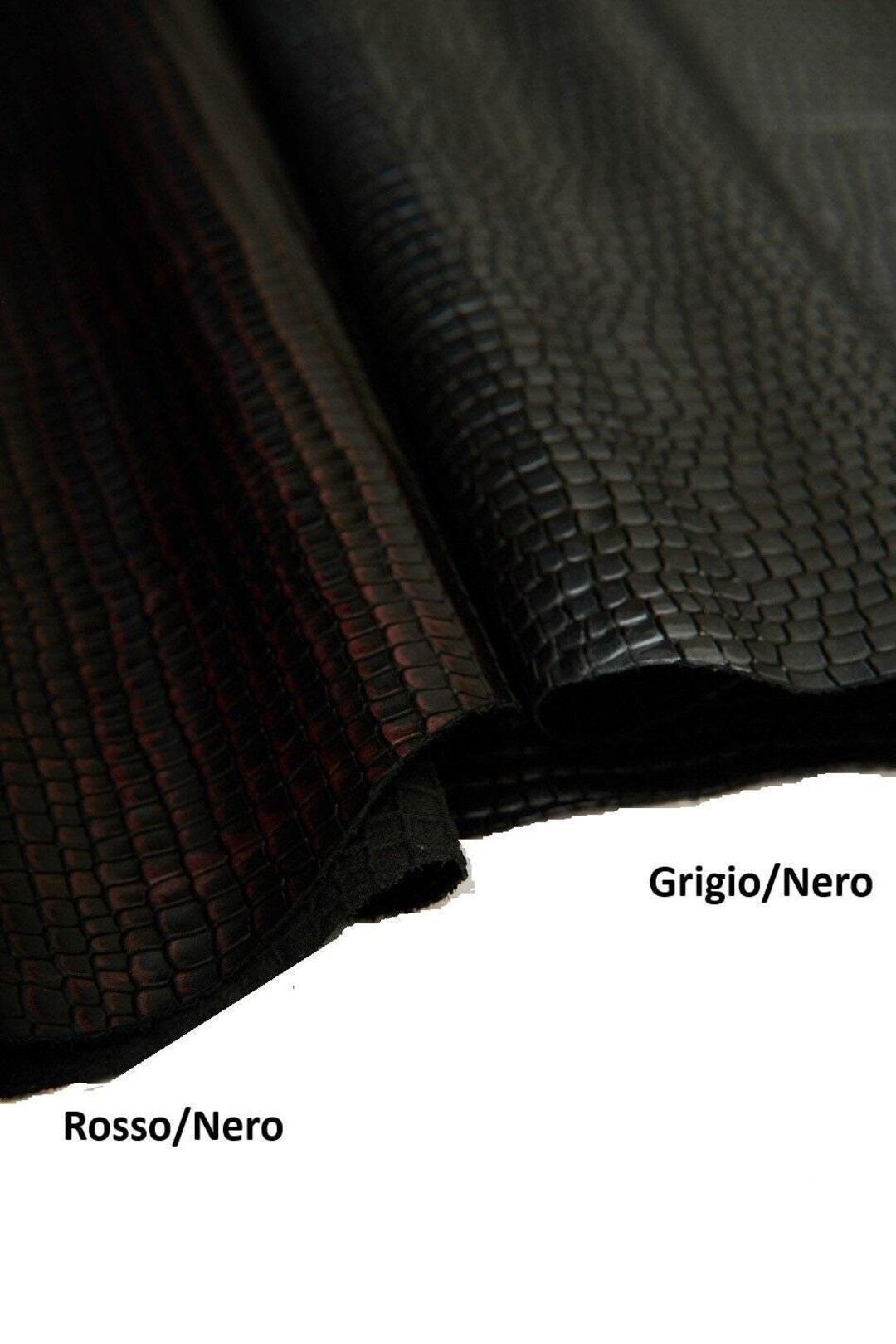 Crocodile Embossed Leather Hide, Grey/black and Red/black Glossy ...