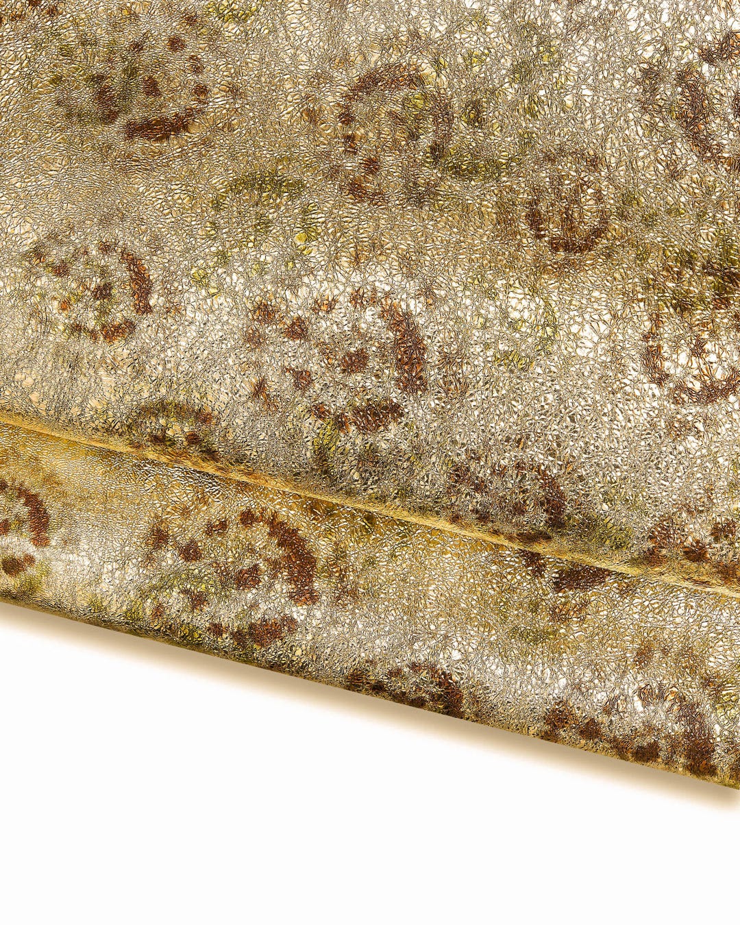Light GOLD Leather Skin, Metallic Textured Goatskin, Platinum Wrinkled ...