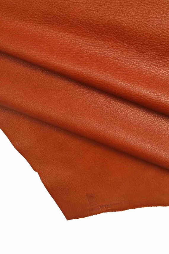Pebbled BRICK Red LEATHER Calfskin With Antiqued Texture Skin - Etsy