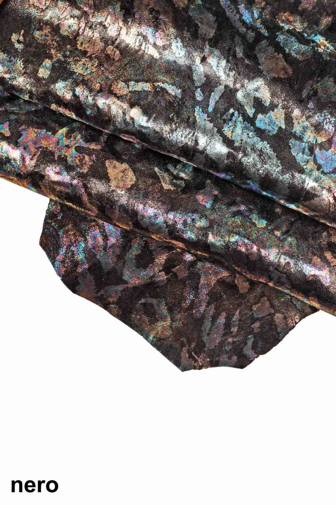 OLEOGRAPHIC LEATHER Skins - Leopard Metallic Printed Sheepskin ...