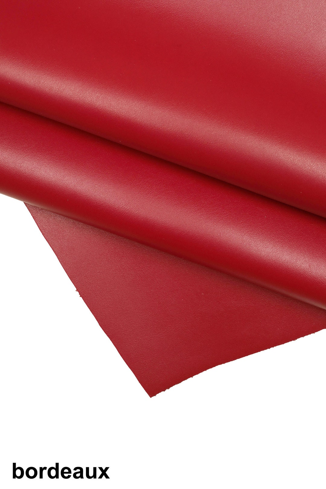 Premium Dark Red GLOSSY Cowhide, Italian Sporty Leather Hides, Full ...