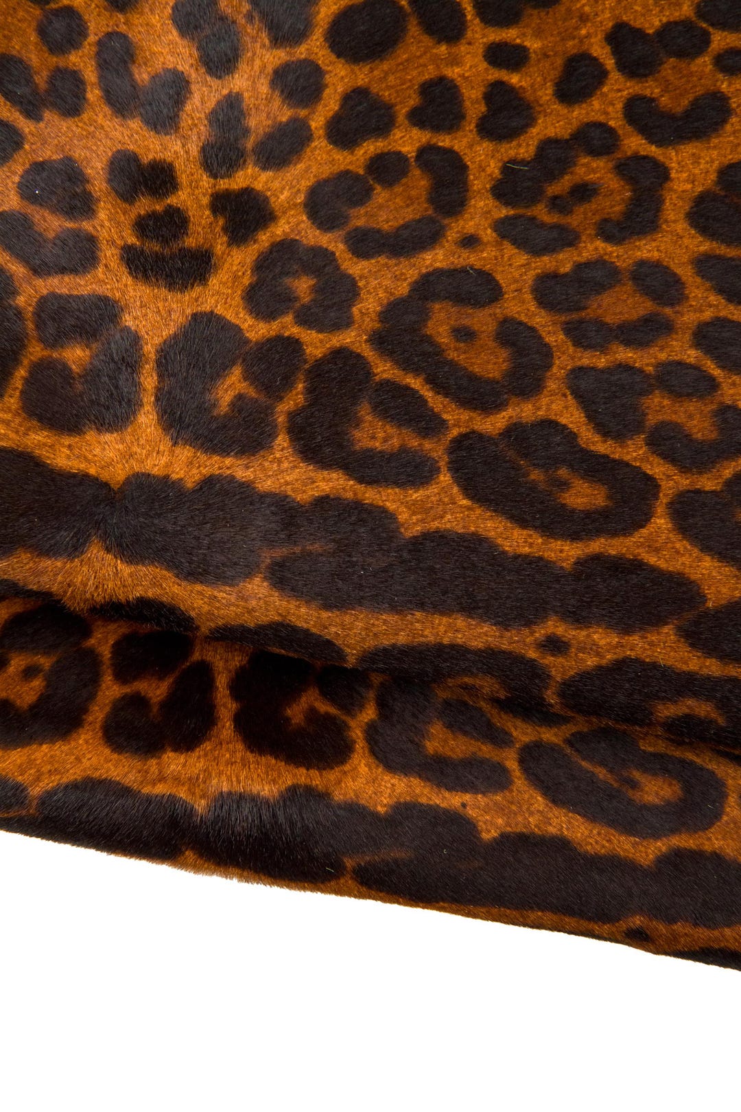 LEOPARD Printed Hair on Leather Hide, Brown-black Animal Textured Pony ...
