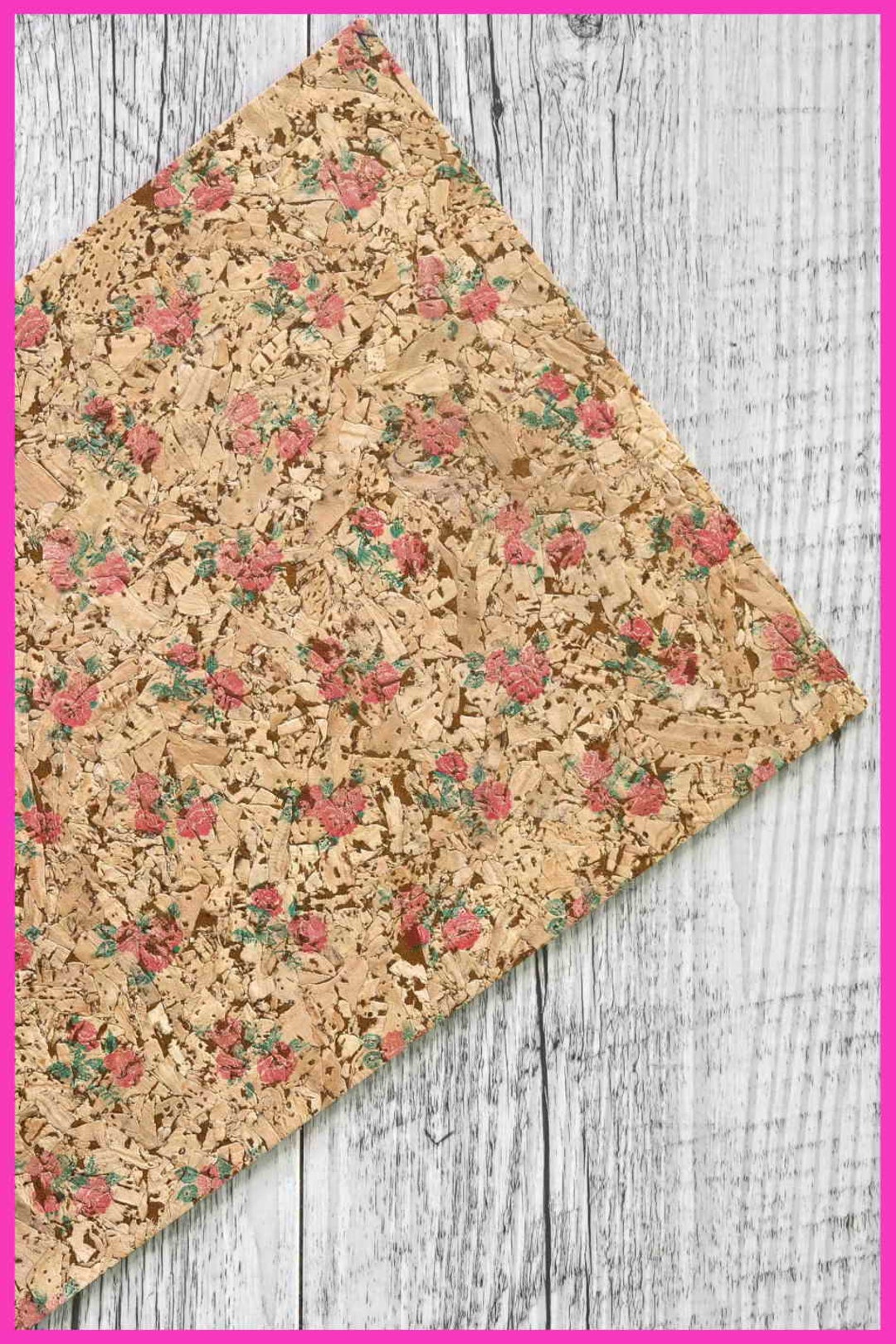Floral Printed Natural CORK Sheets Vegan Textured Pieces pre-cut Cork ...