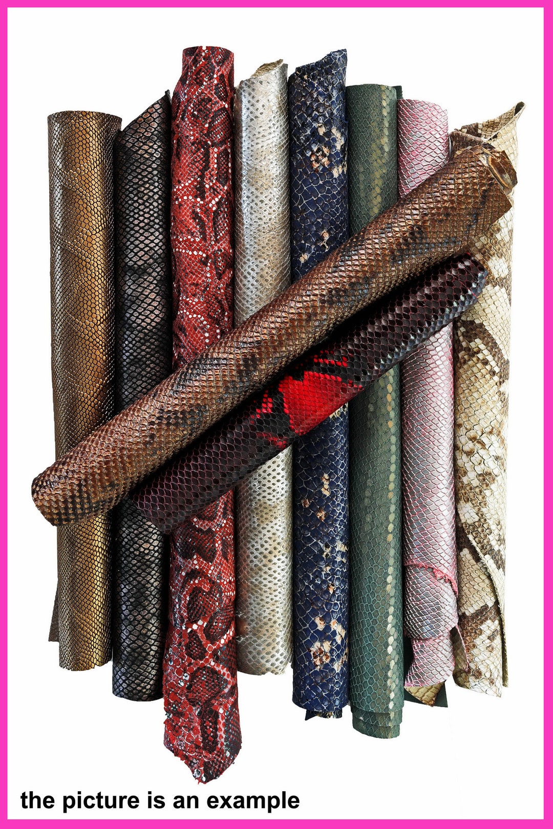 Mix Leather Scraps - PYTHON and SNAKE Textured - Fancy Textures, Colors ...