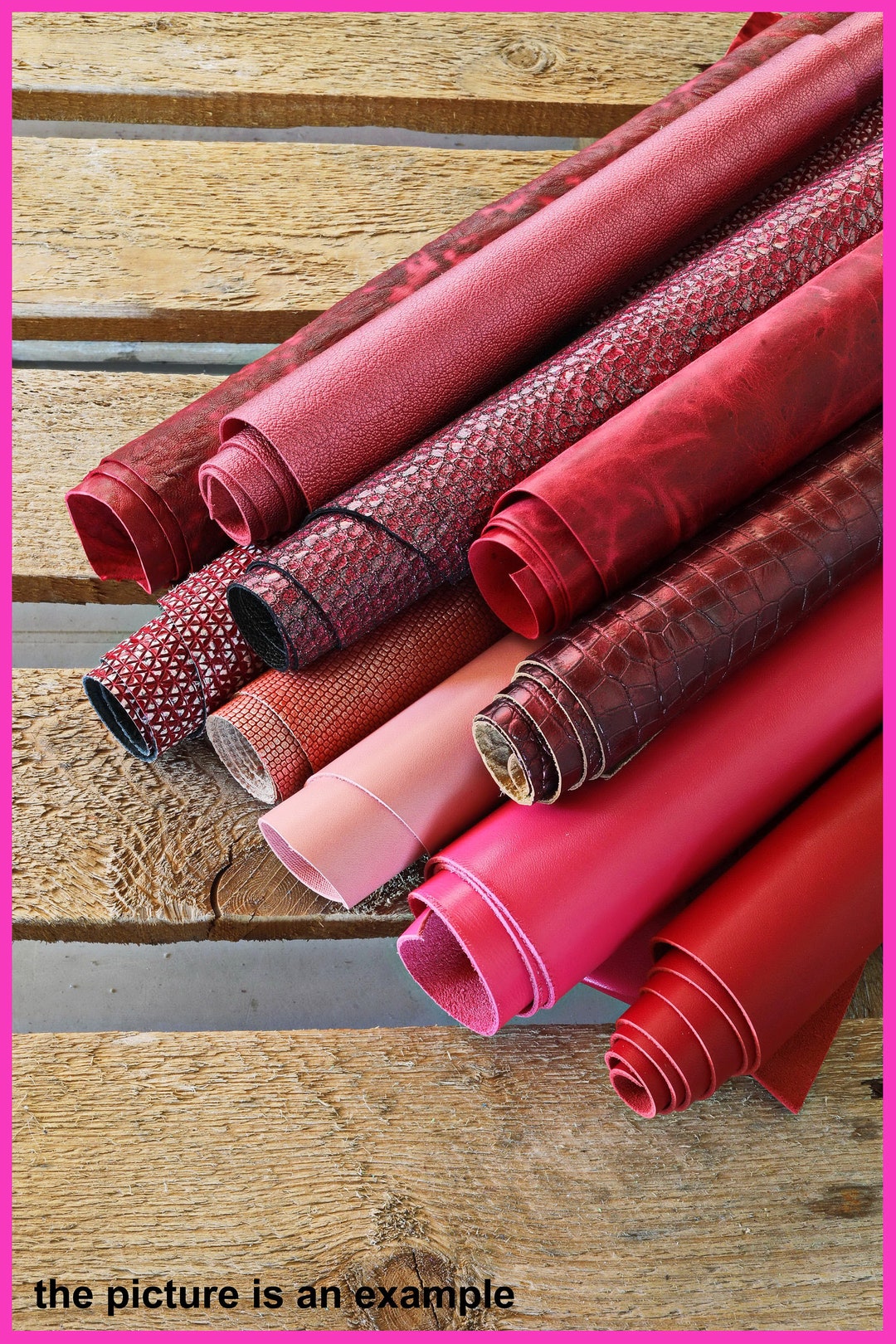Mix LEATHER Scraps - RED and PINK Tones - Fancy Textures and Softness ...