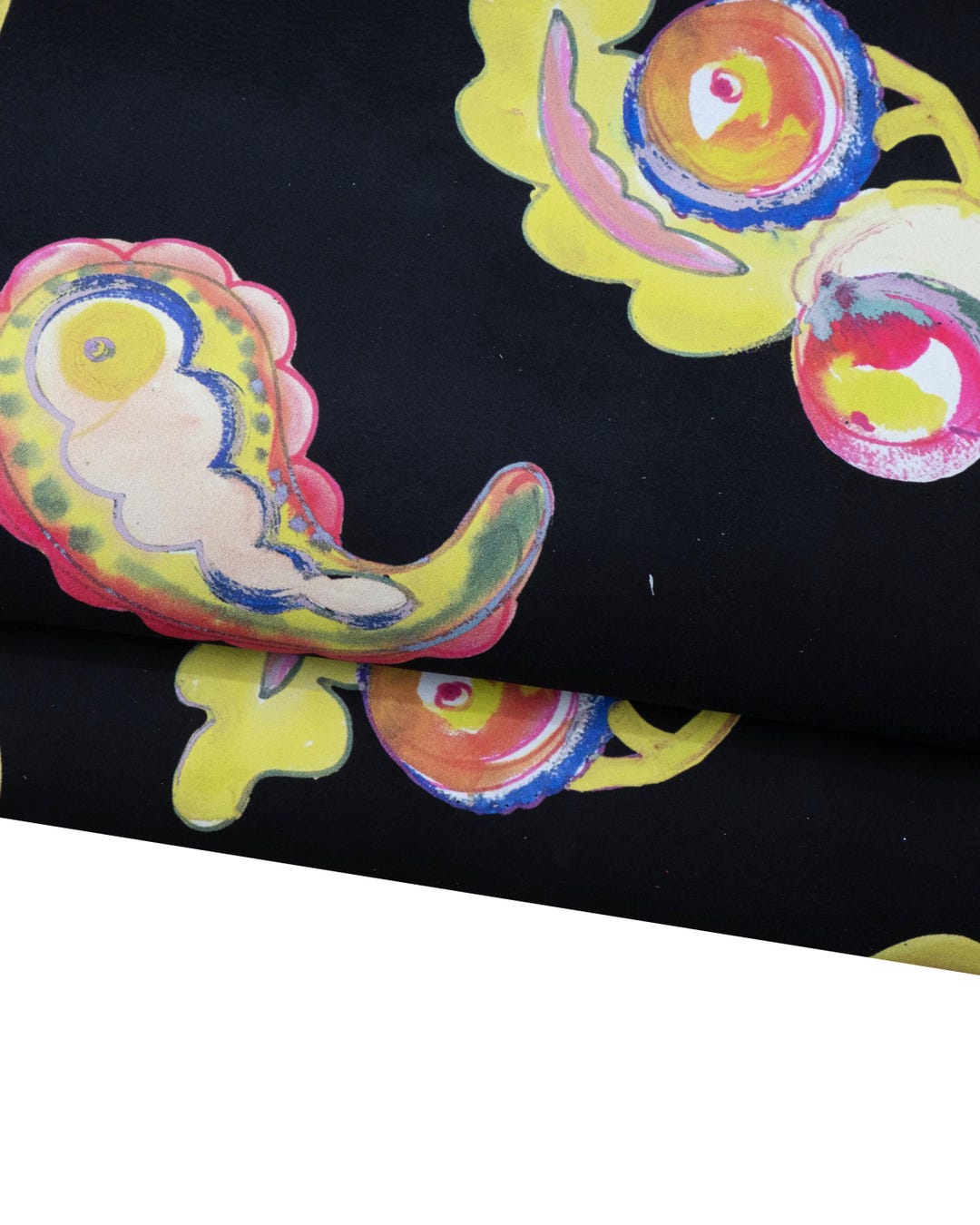 MULTICOLOR Leather Skin, Pop Art Print on Black Suede Goatskin, Soft ...