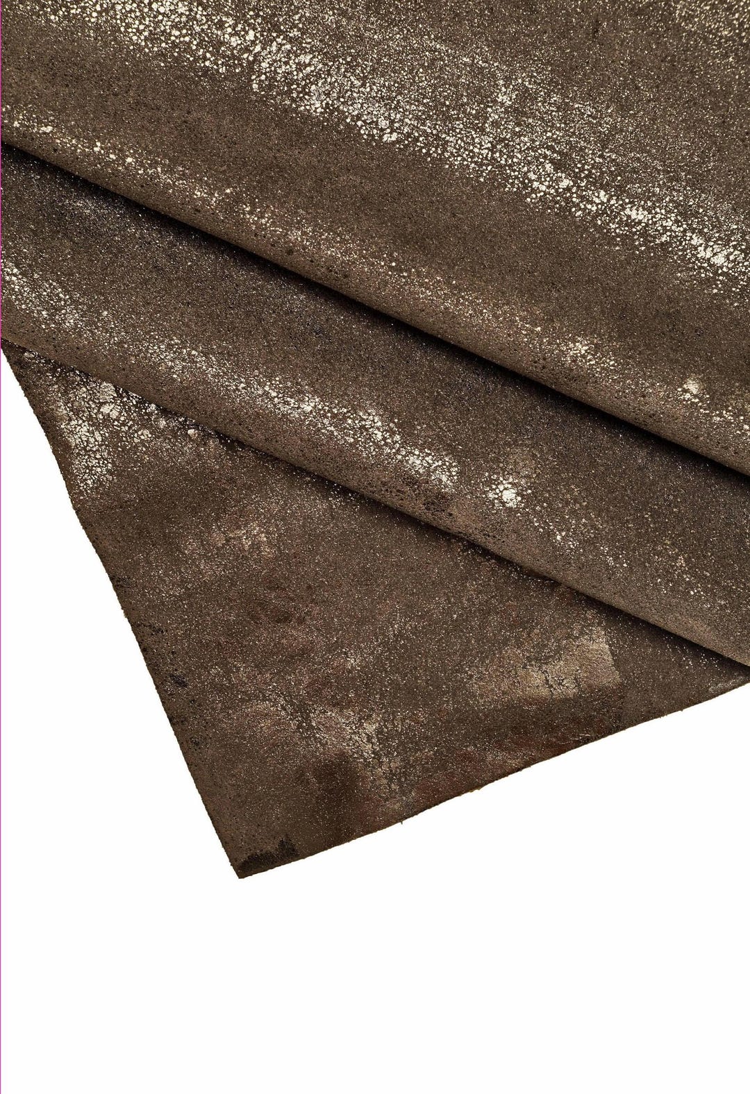 DARK GRAY Metallic Suede Leather Hide, Plomb Shiny Calfskin, Vintage ...