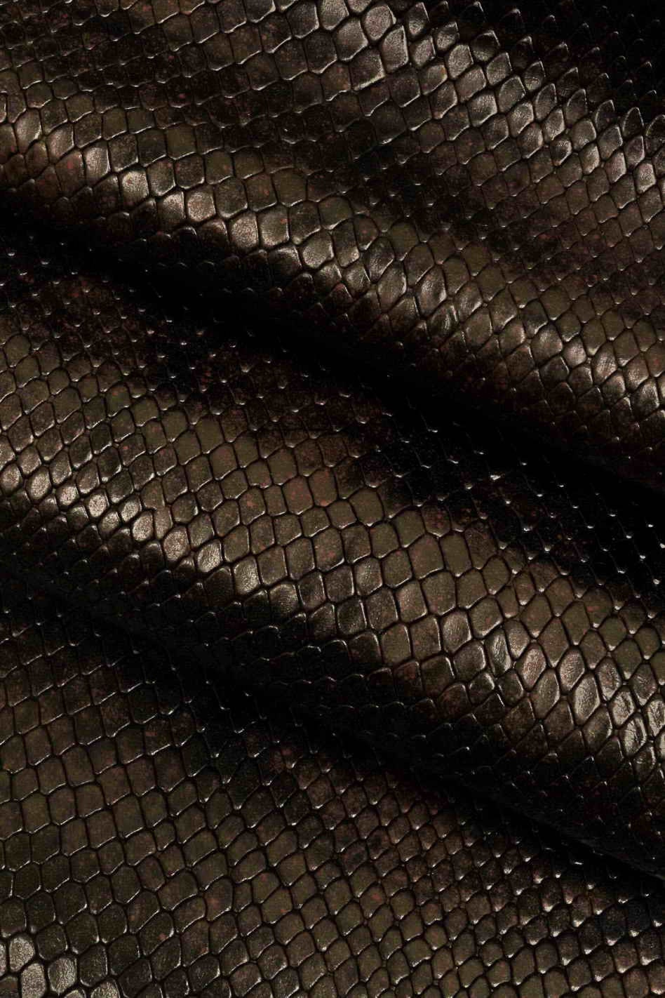 Black/brown embossed snakeskin leather cowhide - soft snake printed ...