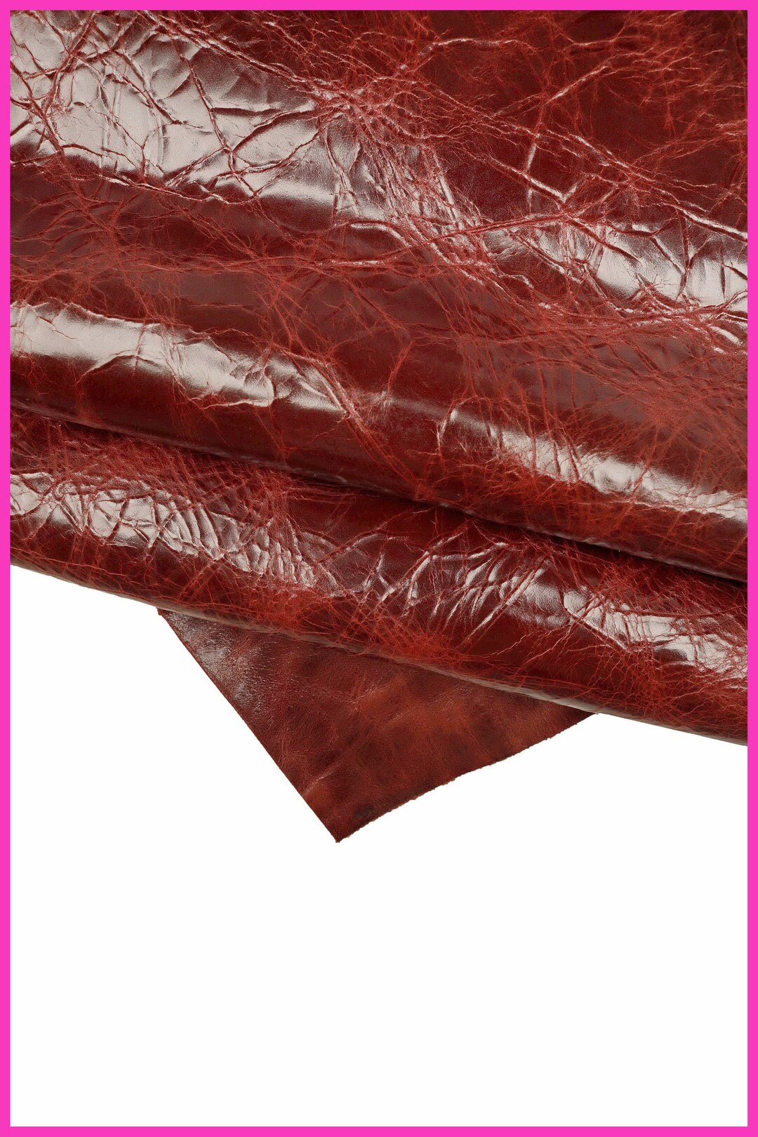 BURGUNDY Vintage Leather Hide, Wrinkled Pull up Cowhide, Dark Red ...