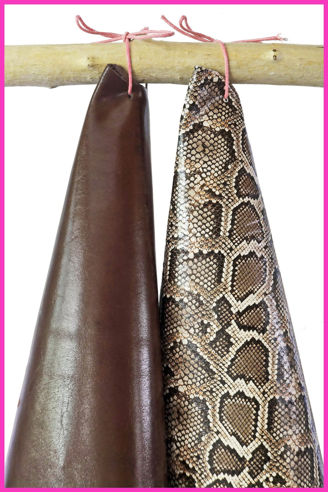 2 Brown Leather Hides, Pair of MATCHING SKINS, Smooth Nappa Sheepskin ...