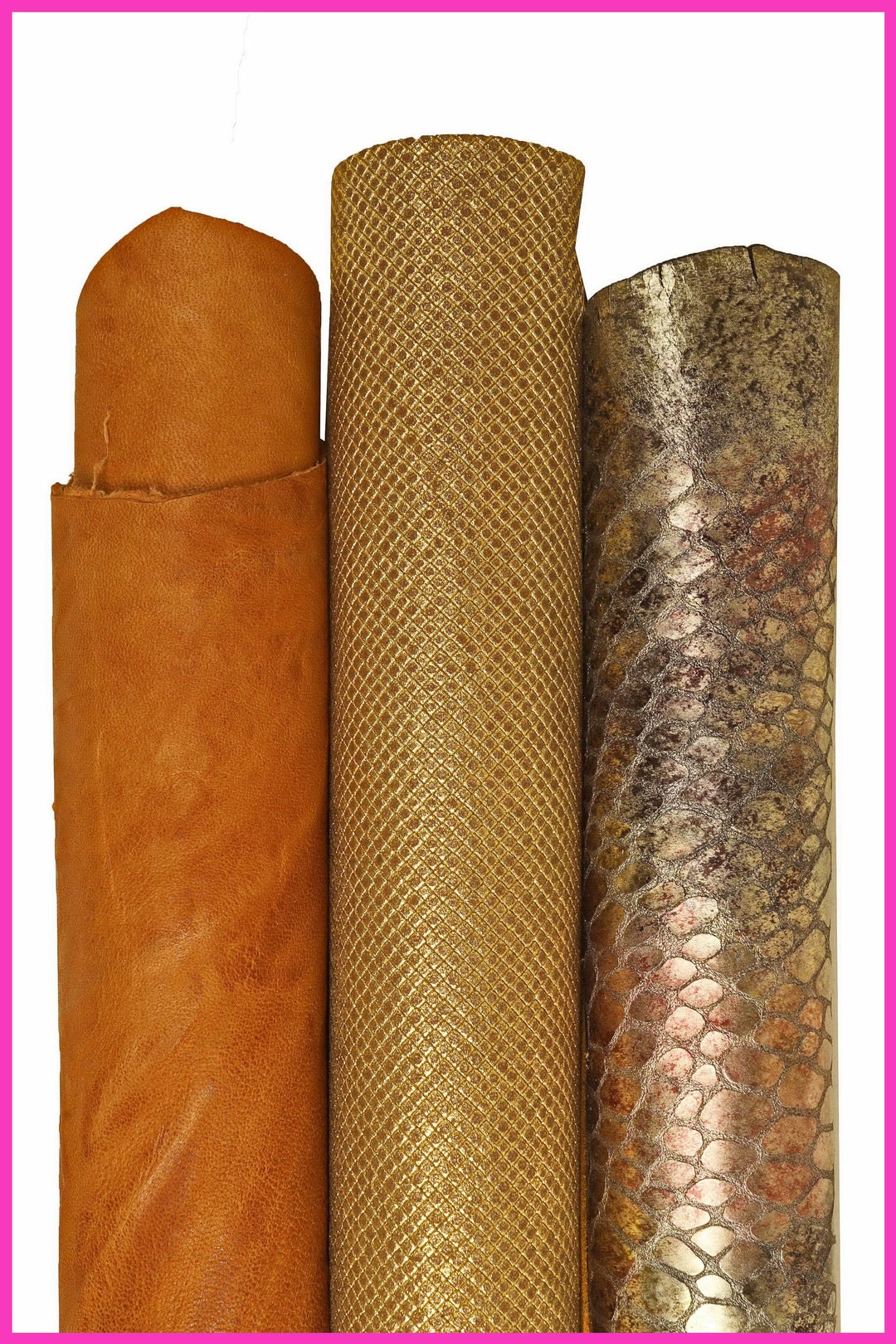 Boundle of Tan Bronze GOLD Leather Skins, Assortment of Metallic ...