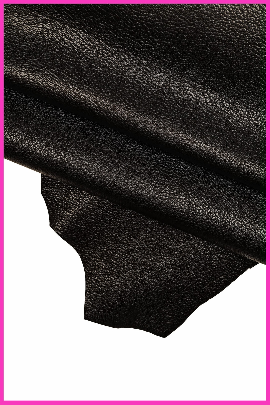 BLACK Pebble GRAIN Printed Goatskin, Glossy Tumbled Leather Hide ...