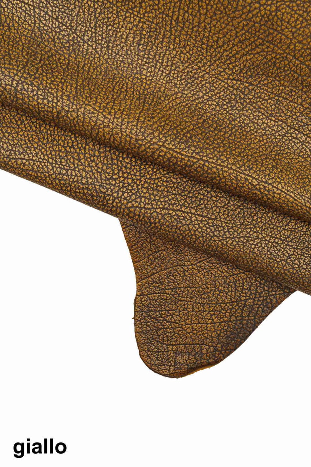 Antiqued Leather Hide, Aged Pebbled Skins, Beige Yellow Orange Green ...