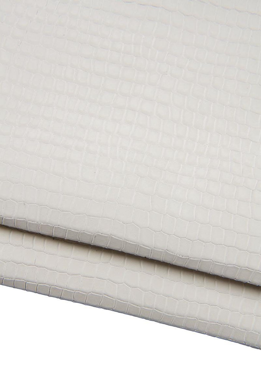 WHITE Crocodile Embossed Leather Hide Soft Matt CROC Printed Cowhide ...
