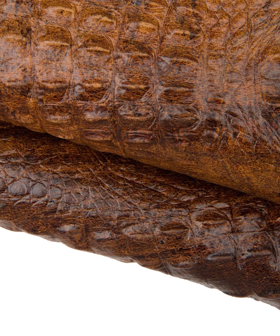 Brown CROCODILE Embossed Leather Hide, ALLIGATOR Printed Cowhide ...