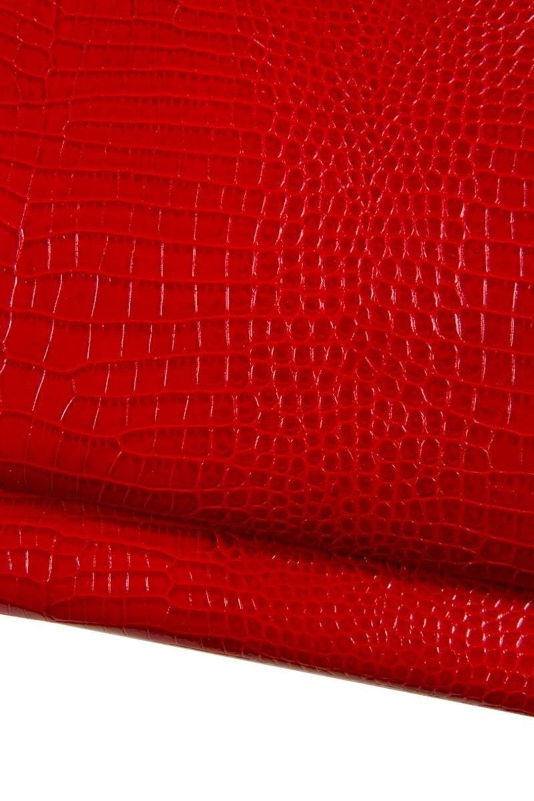 RED Crocodile Embossed Leather Hide, ALLIGATOR Printed Cowhide ...