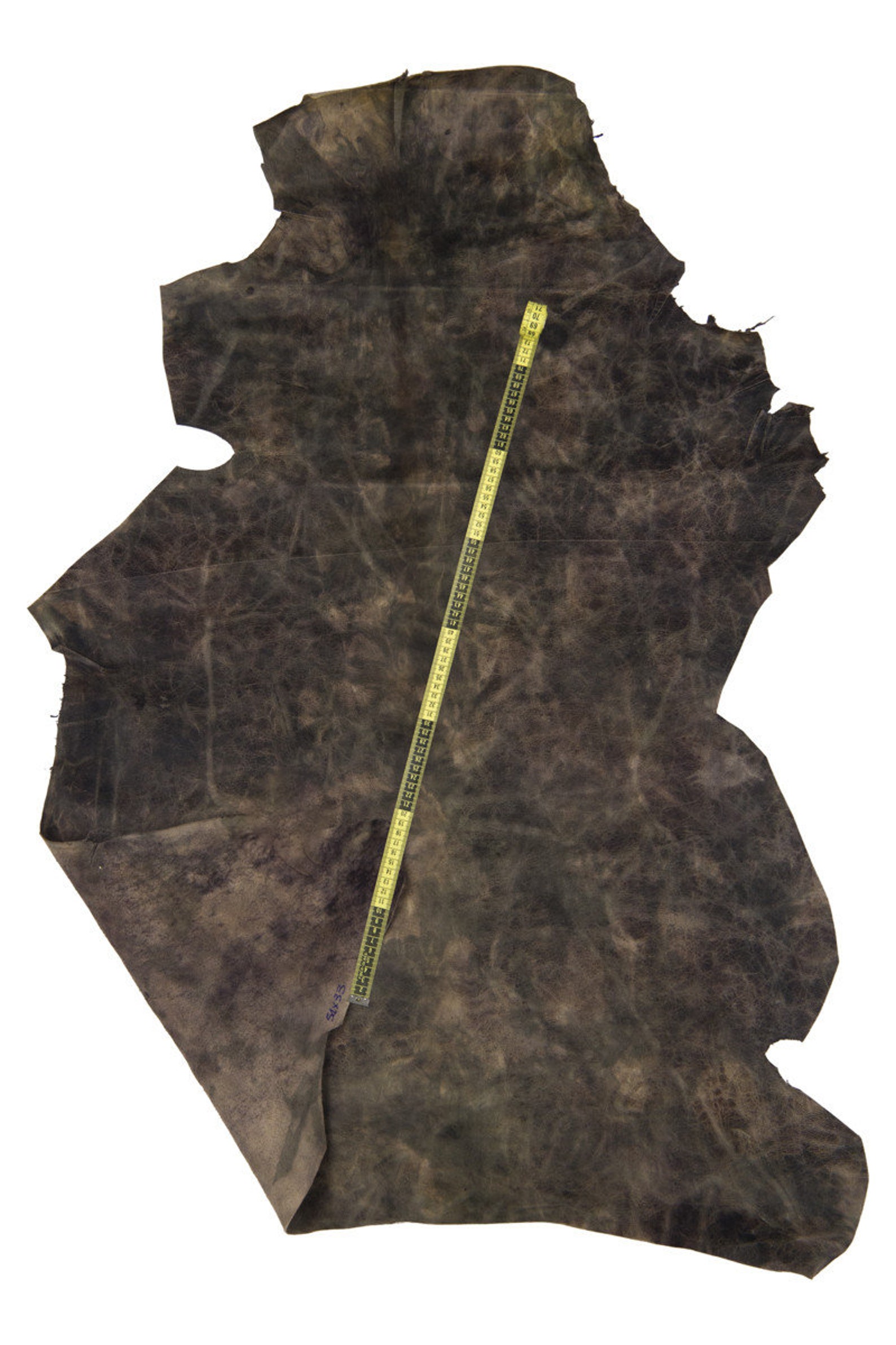 Marbled Brown Leather Skin, Sporty Wrinkled Goatskin, Tye Dye Effect ...