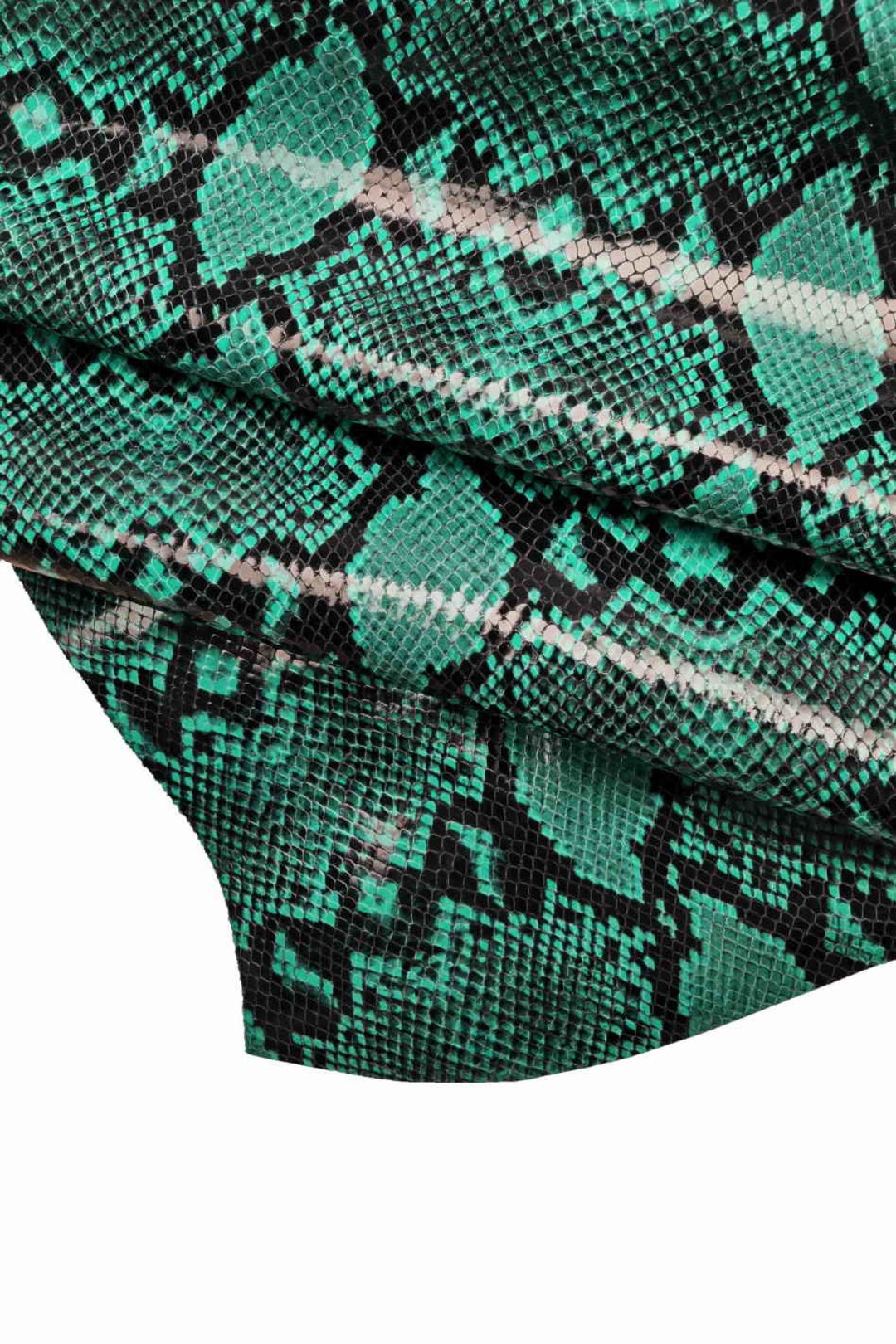 GREEN BLUE Snakeskin Leather Hides Realistic Reptile Print Skin Python ...