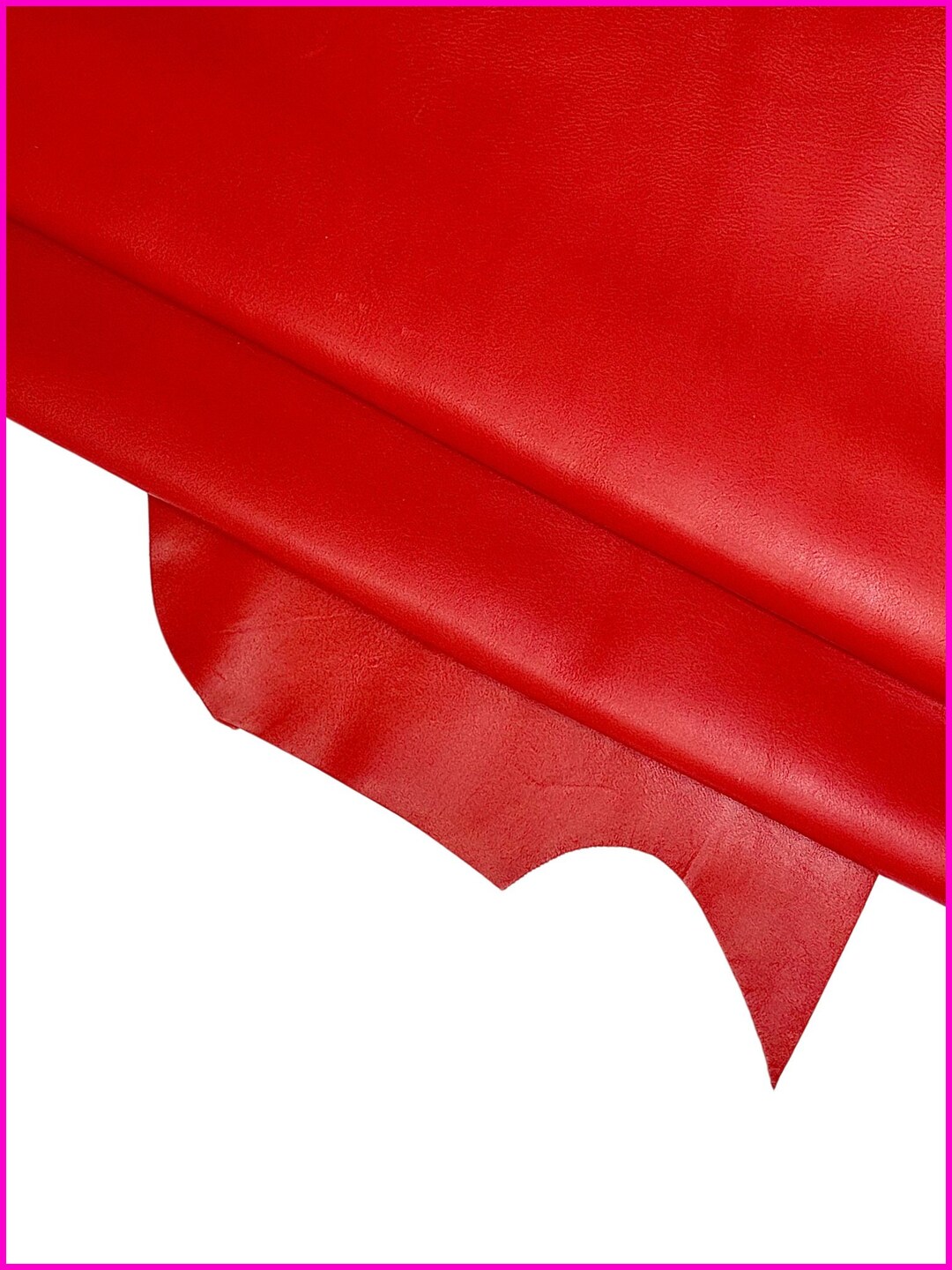 Red SOFT Leather Hide, Semi Glossy Nappa Calfskin, Solid Color Cowhide ...