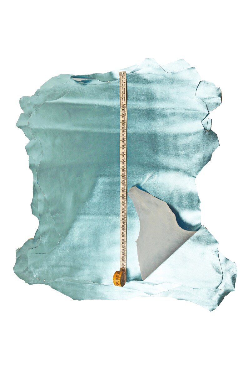 Light BLUE Metallic Leather Skin, Sky Blue Smooth Goatskin, Glossy Soft ...