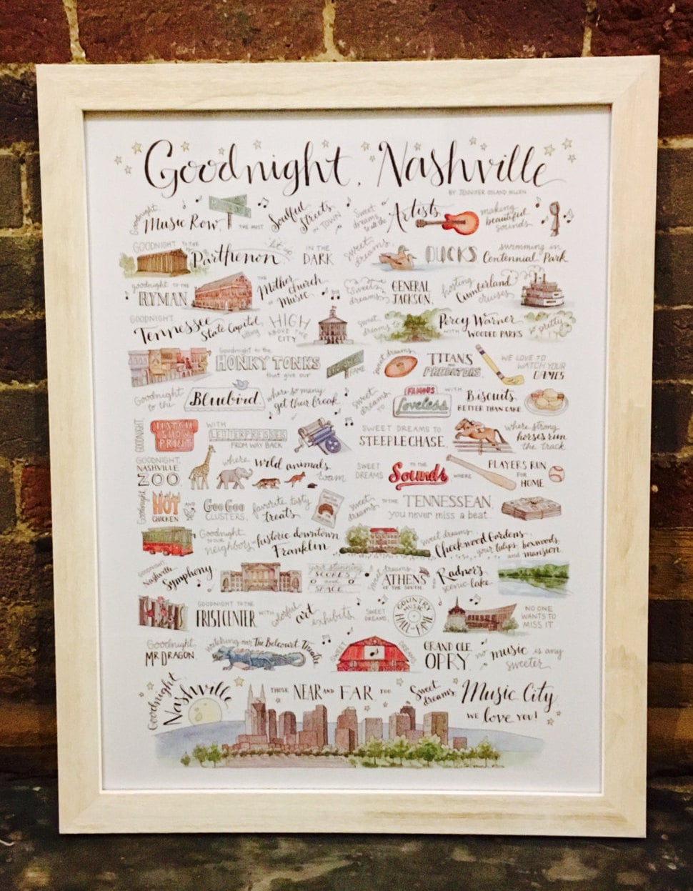 GOODNIGHT, NASHVILLE - Ink and Watercolor Art Print, Home Decor - Etsy