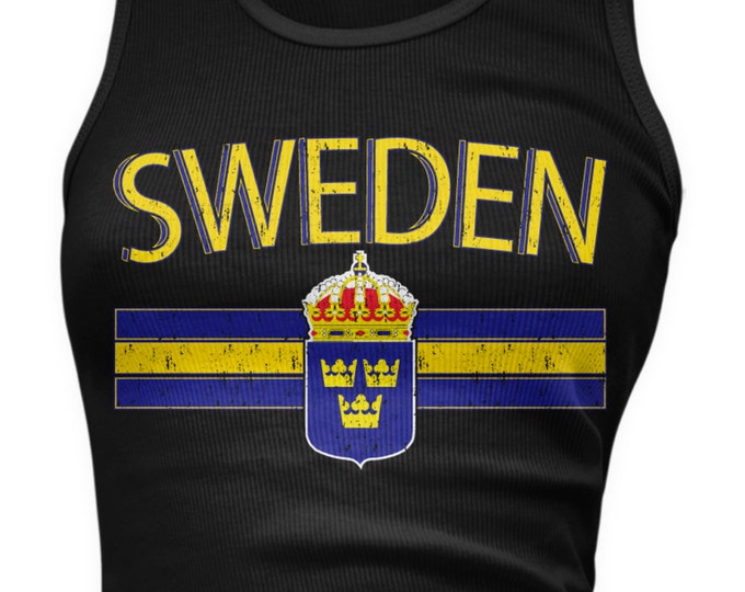 Distressed Sweden Flag Ladies Juniors Tank Top, Sweden, Swede, Sverige ...