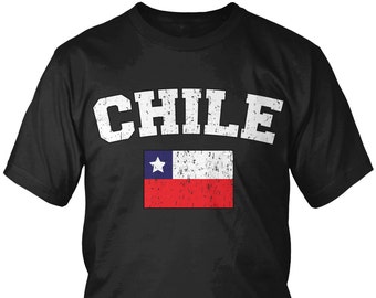Distressed Bold Chile Country Flag Ladie's T-shirt | Etsy