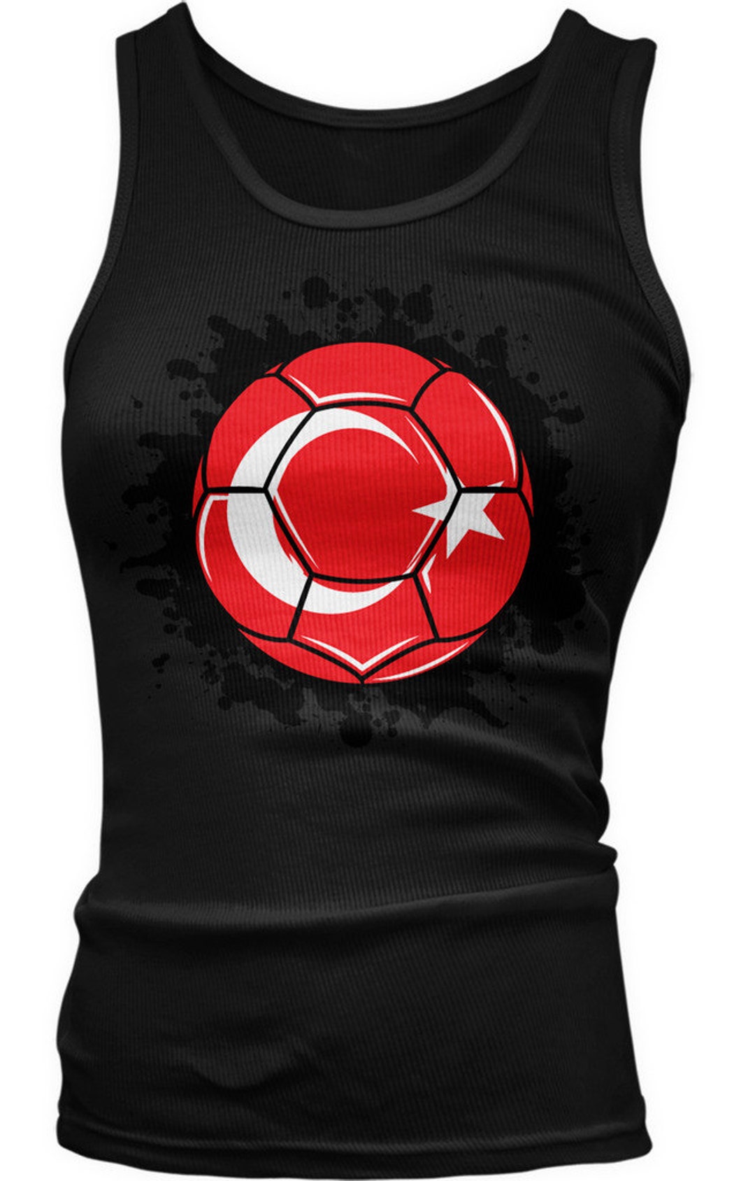 Turkey Paint Splatter Soccer Ball Ladies Juniors Tank Top, Republic of ...