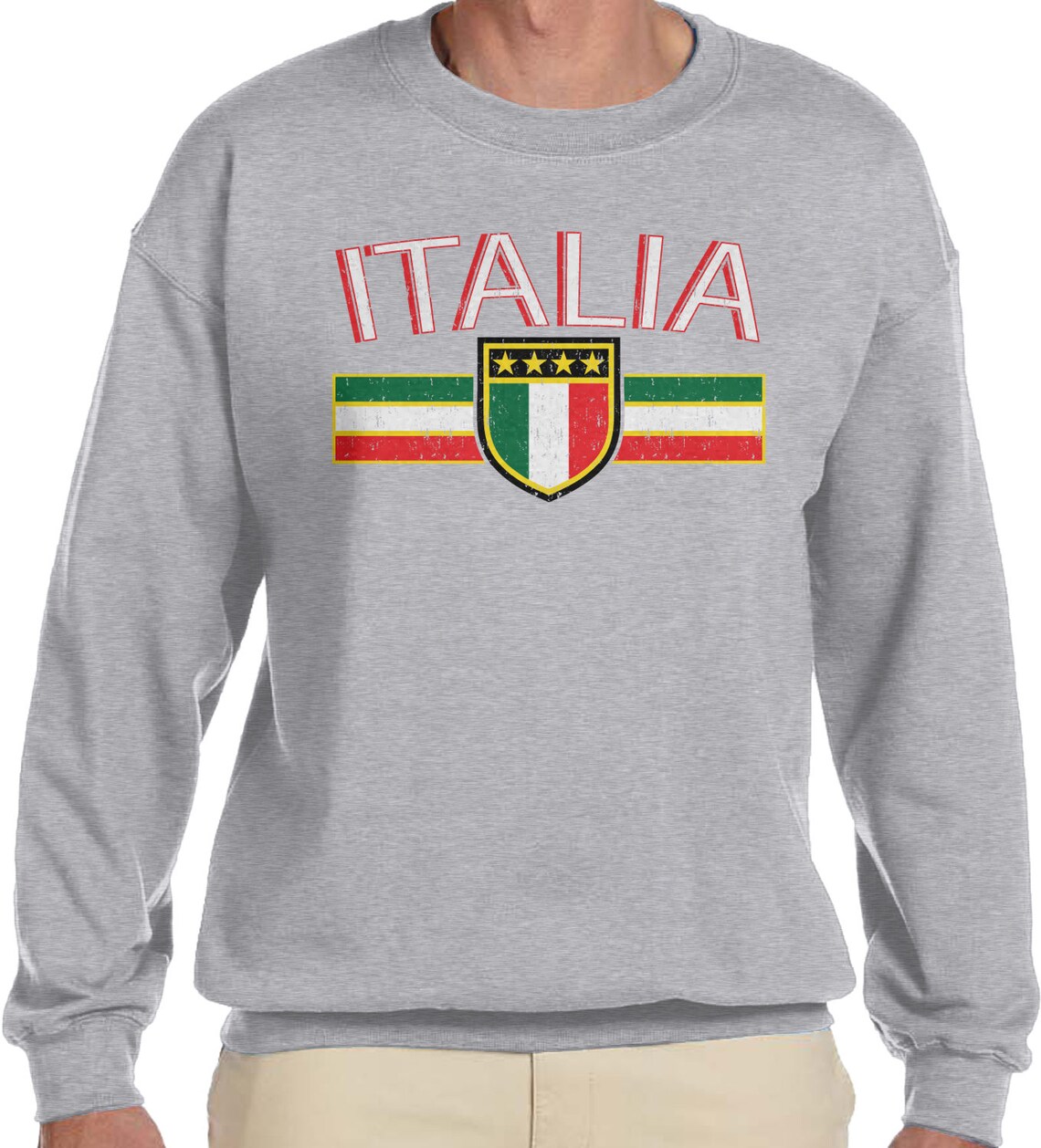 Italian Flag and Shield Adult Crew Neck Sweatshirt AMD_ITA_01 - Etsy